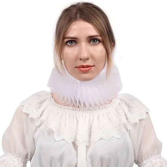 Accessories | Elizabethan Dickens Ruff Neck Clown Collar White One Size ...